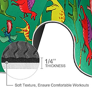 Yoga Mat, Yoga Mats for Home Workout, Workout Mat, Exercise Mats, Pilates Mat, Dinosaur Green Background