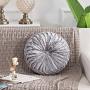 Vivianbuy Round Throw Pillow for Couch Decorative 3D Pumpkin Velvet Round Floor Pillow Cushion for Home Bed and Car Decor(Gold)