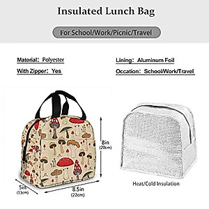 The Various Mushroom Art Lunch Bag For Women Girls Kids Insulated Picnic Pouch Thermal Cooler Tote Bento Large Meal Prep Cute Bag Big Leakproof Soft Bags For Lunch Box, Camping, Travel, Fishing