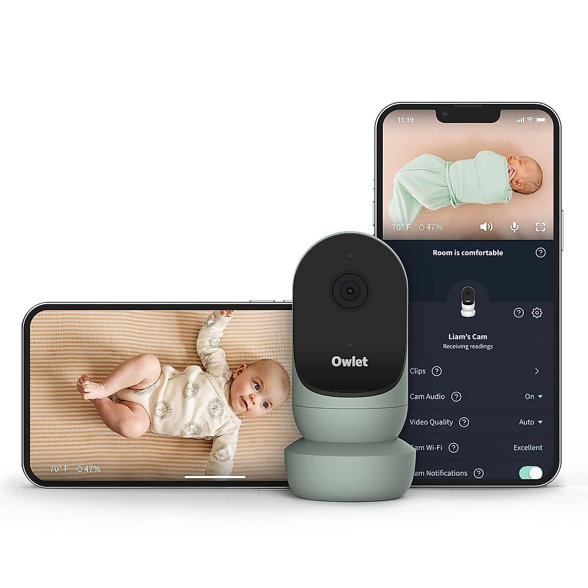 Owlet Cam Smart Video Baby Monitor with Video Camera and Audio - Secure Wifi, 1080p Night Vision, Customize Cry, Sound and Motion Alerts, 2-way audio, Mounting kit