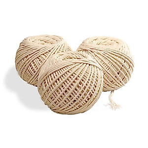 SpitJack Butcher's Cooking and Kitchen Twine. Food Grade White String for Meat Trussing, Garden and Crafts. 3 Pack, 555 Feet of 100% Cotton String for Butcher, Baker, and Cheese.