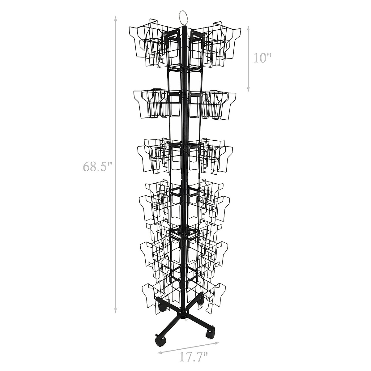 FixtureDisplays® 5x7" Vertical Greeting Card Display Spinning Greeting Holiday Card Rack Floor Stand, Pocket Size: 5.3"Wide X 10"High,72 Pockets 20X20X70" 19345-NF