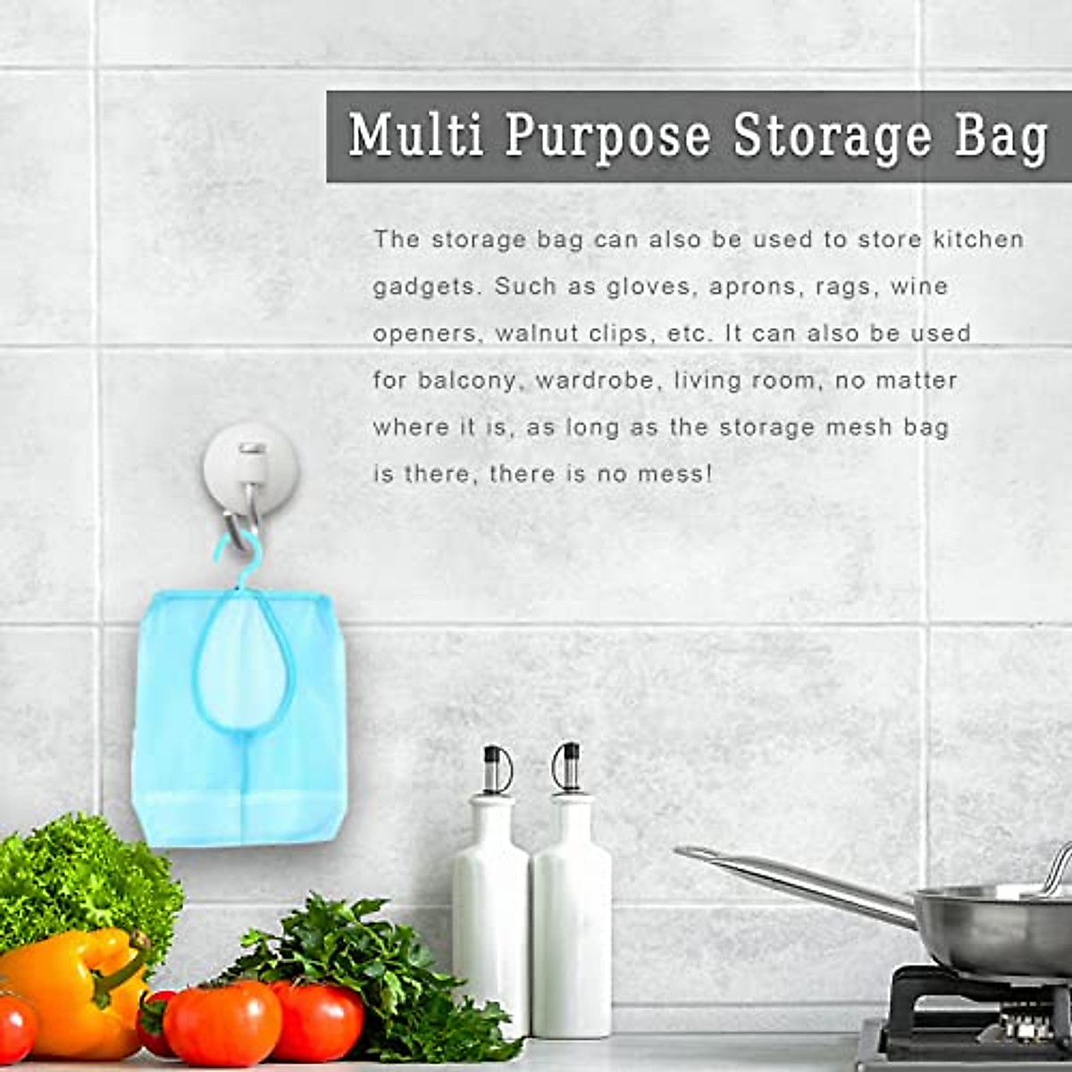 Clothespin Bag, Multi Purpose Hanging Mesh Storage Bag Clothespin Bag with Hanger for Socks Stockings Bra Underwear Bathroom(Blue)