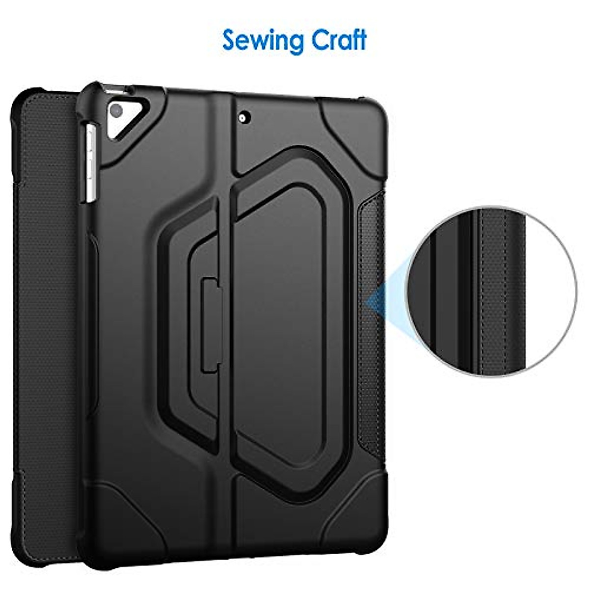 JETech Case for iPad 9.7-inch (2018/2017 Model, 6th/5th Generation), Double-fold Stand with Shockproof TPU Back Cover, Auto Wake/Sleep (Black)