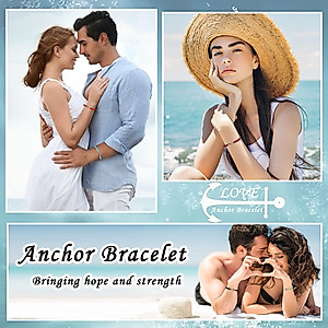 J.Endéar Anchor String Rope Bracelet for Women Men, Filigree Handmade Braided Bracelet Adjustable, Dainty Sterling Silver 925 Anchor Jewelry Sailor Gift for Unisex, Black