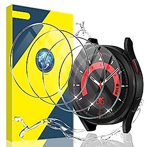 [4 Pack] Compatible for Samsung Galaxy Watch 5 Pro 45mm Screen Protector Tempered Glass, YMHML Waterproof 9H Hardness [No-Bubble] Anti- Scratch HD Clear Film for Galaxy Watch 5 Smartwatch Accessories.