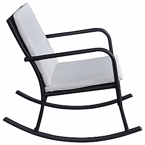 WEHUOSIF Outdoor Rocking Chair,High Back Rocking,Camping Rocker,TV Chair,Sun Lounger Chair,Garden Rocking Chair,Lounge Chair,for Patio, Porch, Living Room, Indoor, Black Poly Rattan
