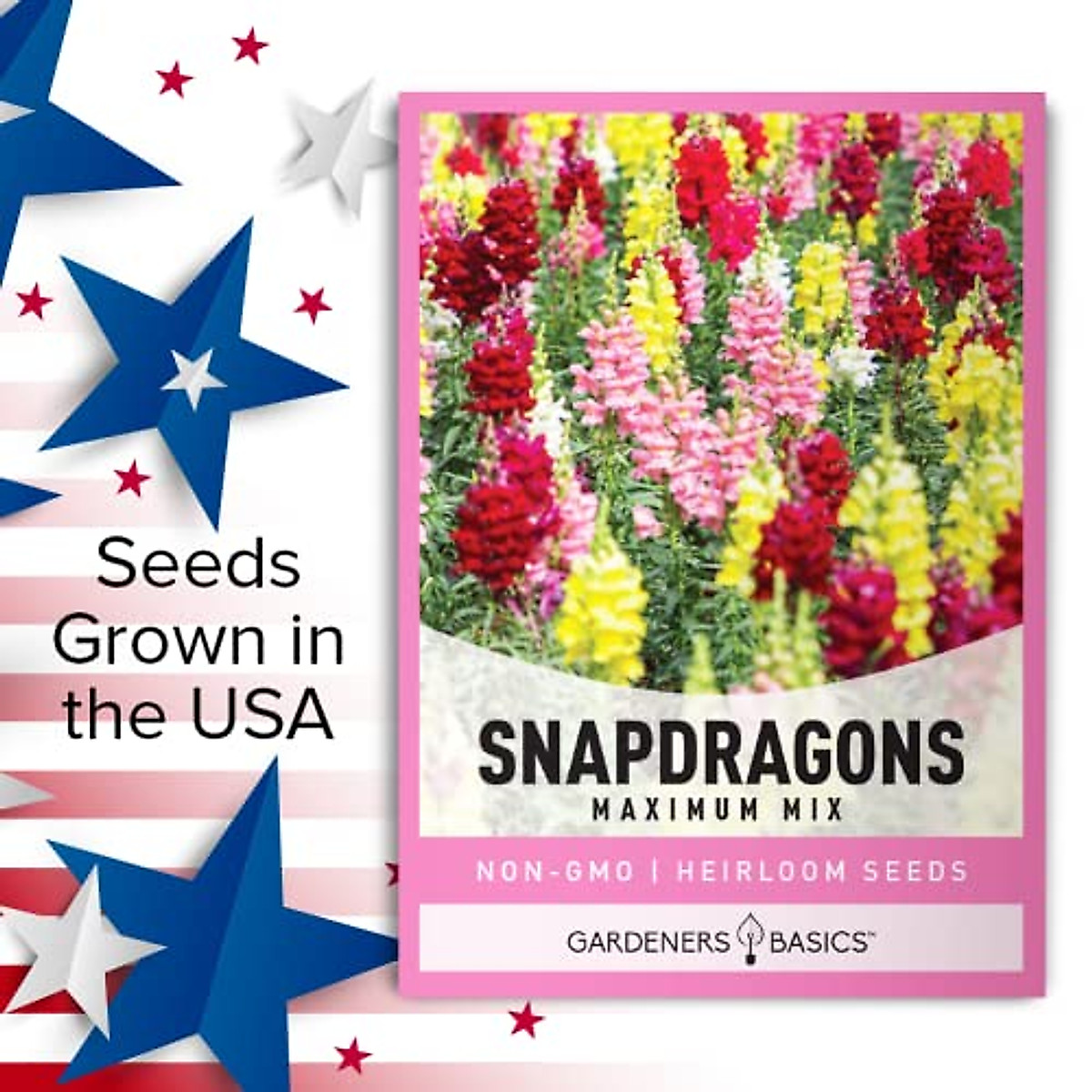 Snapdragon Seeds for Planting (Maximum Mix Snap Dragon) Annual Flower Heirloom, Non-GMO Variety- 400mg Seeds Great for Summer Seeds for Gardening Flowers Gardens by Gardeners Basics
