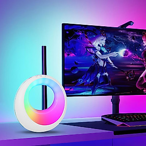 S SUNSBELL Table Lamp Touch Dimmable with Remote Control, LED Touch Night Light with RGB Color Change and 9 Light Modes, Bedside Table Lamps for Bedroom Living Room, Mood Lighting/Gifts (White)