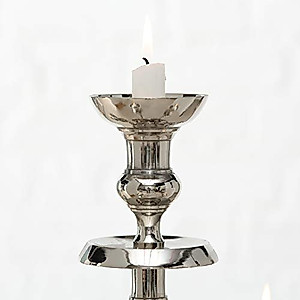 WHW Whole House Worlds Romantic Hamptons Oversized 5 (Five) Candle Silver Candelabra, Hand Crafted of Silver Aluminum Nickel, Over 3 FT High, (41.25 Inches) Free Standing Floor Unit