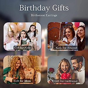 SMILEST Heart Birthstone Earrings for Women Mom- Aquamarine Birthstone Stud Earrings for 925 Sterling Silver Heart March Birthstone Earrings Blue Birthstone Stud Earrings for Women Mom Wife Grandma