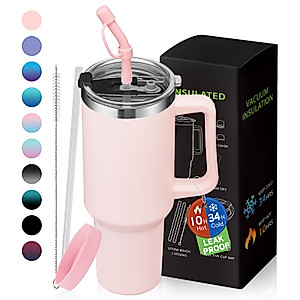 Tumbler with Lid and Straw 40oz Stainless Steel Hydro Tumblers with Protective Boot & Double Threaded Cap, Thermal Travel Coffee Mug Flask Keeps Cold-34 Hrs for Camping Office, Double Wall