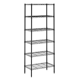 Furinno Wayar Metal Storage Shelf Rack, 6-Tier, 23 x 13 x 59, Black