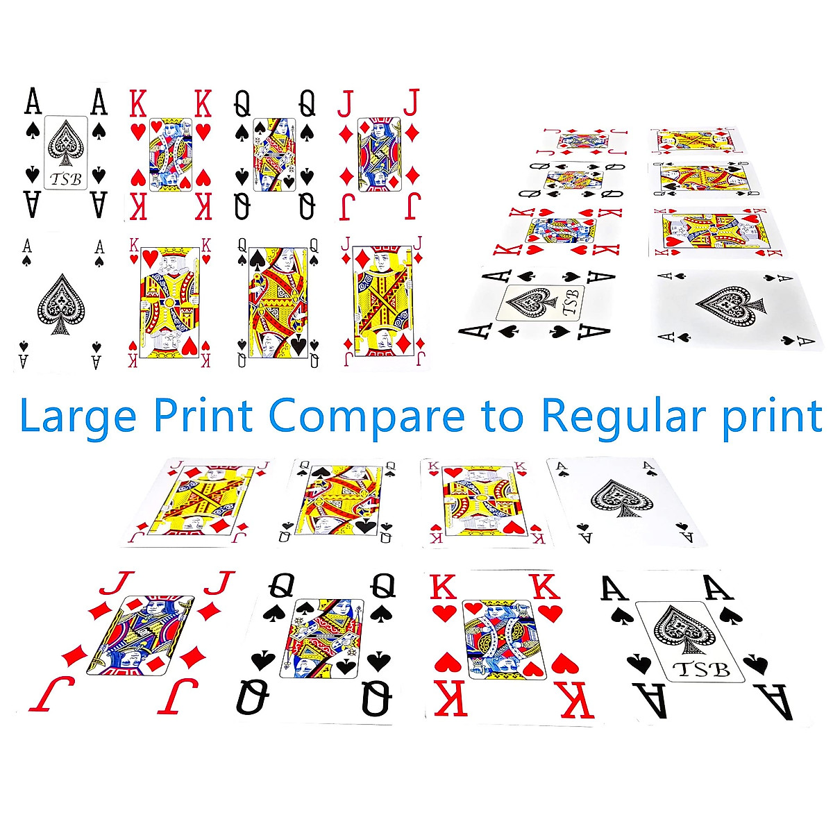 TSB Jumbo Index Bridge Cards Pack of 12 Decks - 6 Colors Jumbo Print Bridge Playing Cards - with Single Box for Easy Storage(12 Decks in 6 Colors)