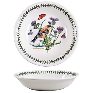 Portmeirion Botanic Garden Birds Collection Pasta Bowl | 8.5 Inch Bowl with Lesser Goldfinch Motif | Made of Fine Earthenware Dishwasher and Microwave Safe | Made in England