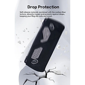 Silicone Case for ROG Ally, Protective Case for ROG Ally with Tempered Glass Screen Protectors, Dust-Proof Net, Joystick Protectors and 3.1 Adapter - Black