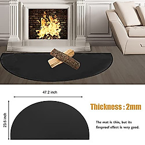 Fireproof Fireplace Mat,47×24Inch Half Round Fireplace Mat Fire Resistant Mat 3-Layer Fiberglass Fireproof Mat Fireplace Rug Hearth Pad with Flame-Retardant Fiberglass for Wood Stove