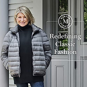 Martha Stewart Everyday Packable Jacket - Down Jacket with Hidden Pocket Zippers - Great for Daily Wear