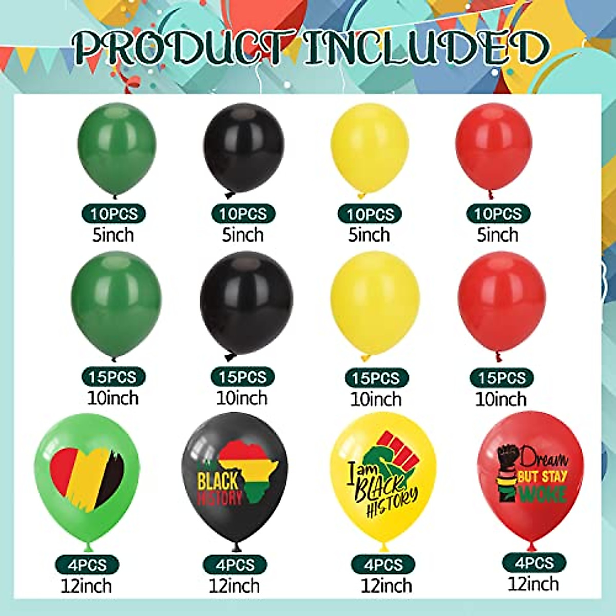 116 PCS Black History Month Balloons Garland Arch kit ,Black History Month Banner Party Sipplies, African BHM Worthwhile Commemoration National Party Balloons Decoration