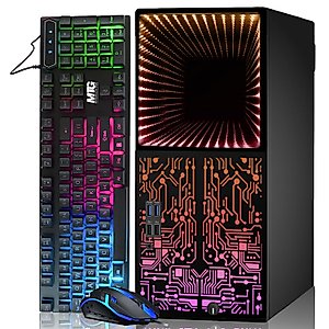 Gaming PC Desktop Intel core i7 6th Gen, Horizon+, AMD RX-550 4GB DDR5, 16GB RAM, 512GB SSD, HDMI, DVI, VGA, RGB Keyboard Mouse, Wi-Fi, Windows 10 Professional (Renewed)