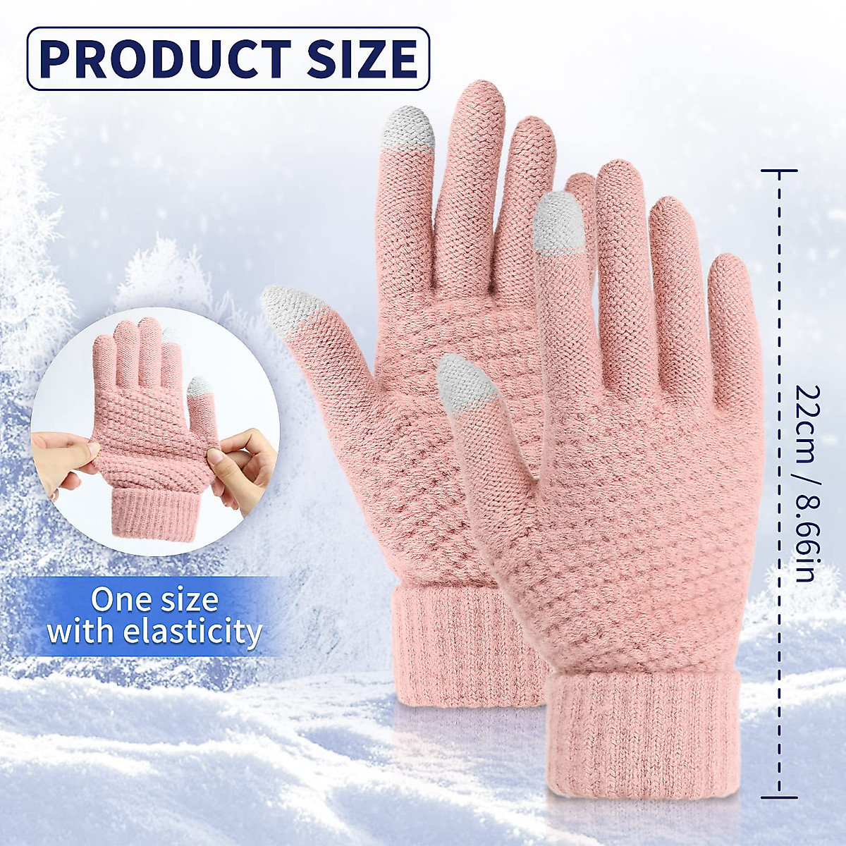 Omisy 4 Pairs Womens Gloves for Cold Weather, Christmas Gifts for Her Mom Wife Stockings Stuffers, Winter Warm Gloves with Touchscreen - Black, Grey, Beige, Pink