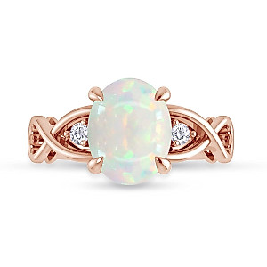 GEMVIO Collection 1 1/4 CT 7X9MM Oval Cut Natural White Opal Gemstone With Diamond Accent in 14K Rose Gold Over Sterling Silver Infinity Heart Engagement Wedding Ring Gifts for Women(1.25Cttw)-9