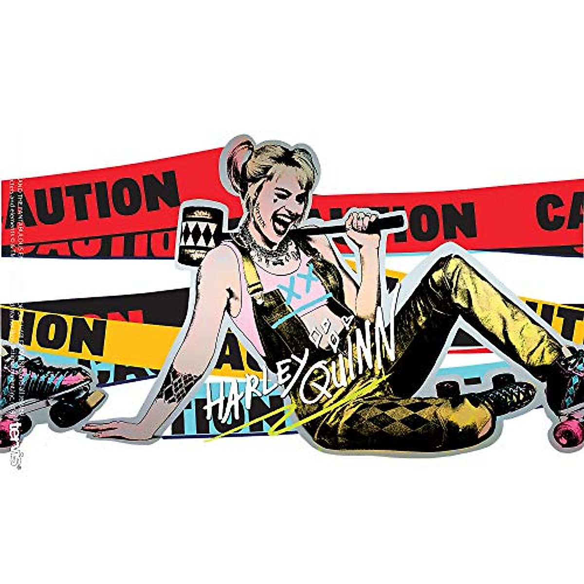 Tervis 1345088 Warner Brothers - Birds of Prey Harley Quinn Insulated Tumbler with Wrap and Red Lid, 16oz, Clear