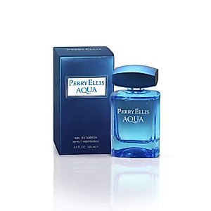 Perry Ellis Perry Ellis Aqua Men 3.4oz EDT Spray, 0.25oz EDT Spray, 6.8oz Deodorizing Body Spray, 1.7oz Shower Gel 4 Pc Gift Set