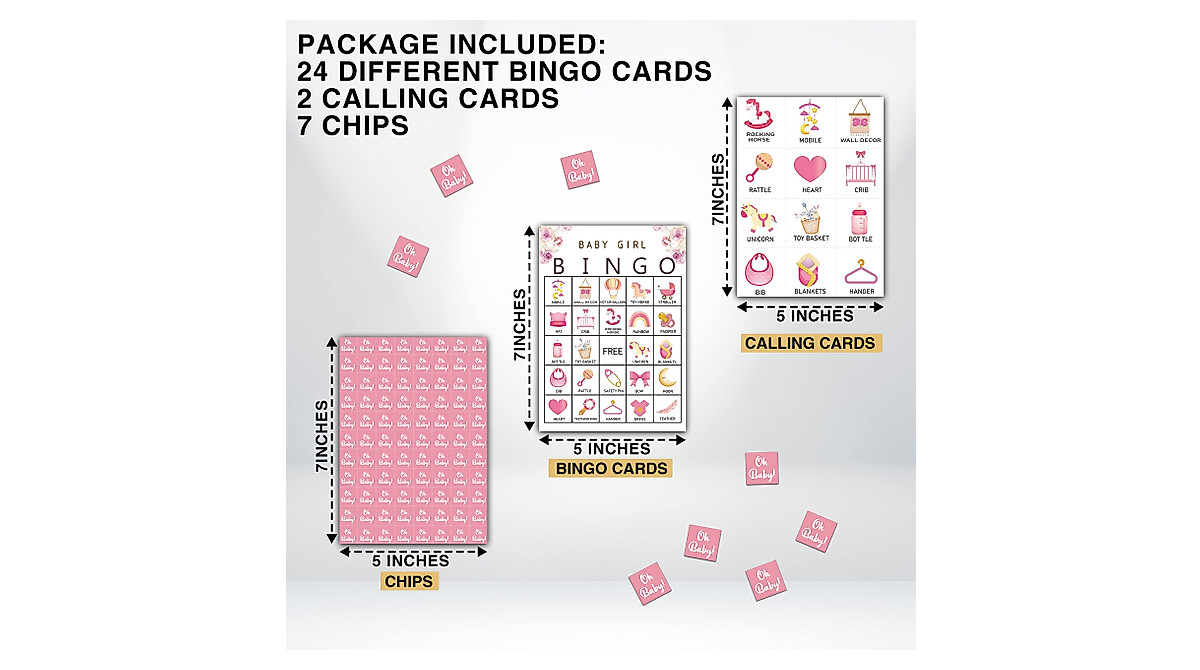 Floral Baby Shower Bingo Games for 24 Players