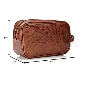 American West Leather Shave Kit/Toiletry Travel Bag - Retro Romance