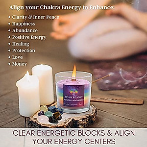 Spirtual and Healing Soy Wax Chakra Candle with Crystal Inside - Crystals Candle with Chakra Stones in a Bag - Yoga Candle for Meditation - Vanilla Scent Rainbow Candle (14 Oz)