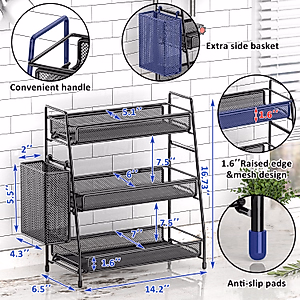 EKNITEY Bathroom Countertop Organizer Shelf - 3 Tier Counter Spice Rack Metal Makeup Rack Small Coffee Station Organizer for Sink/Bedroom/Living room/Kitchen/Office