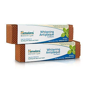 Himalaya Botanique Complete Care Whitening Toothpaste, Simply Peppermint, Fluoride Free for a Clean Mouth, Whiter Teeth and Fresh Breath, 5.29 oz, 2 Pack