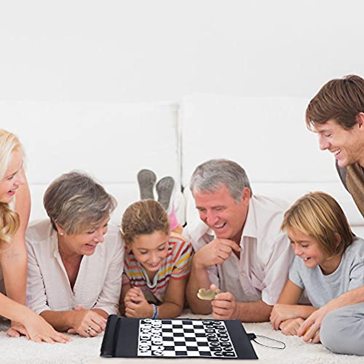 Travel Traditional Chessboard, PU Leather Roll-Up Chess Game Set Portable International Chess Game with Chess Storage Bag for Tournament Club