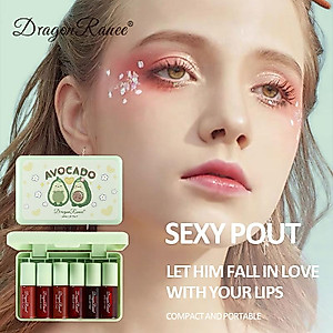 6 Colors Lip Tint Stain Set, Korean Lip Gloss Lip Tint Stain Plumping Mini Liquid Lipstick, Multi-use Lip and Cheek Tint Gloss, Long lasting Non-Stick Cup Waterproof High Pigment Lip Tint Makeup