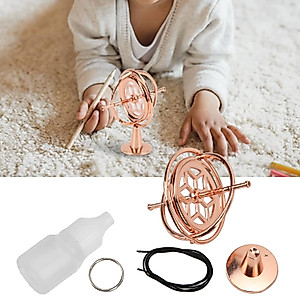 Spinning Top Toy, Zinc Alloy Decompression Rose Gold Balanced Gyroscope with Rope for Decoration for Gift