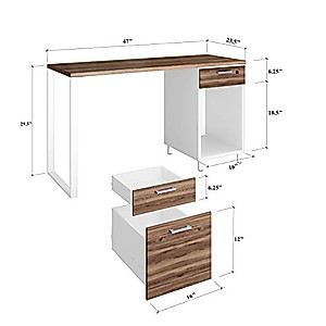 Modern Design Milano Office Computer Desk with 3 Locking Drawers, 48 Inch Grey and Black Wood Desk with Filing Drawer and Storage by Crafts and Comfort