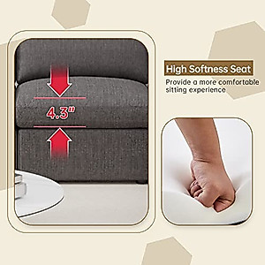 FDW L Shaped Couch Convertible 4-Seat Sofa with Ottoman for Living Room Bedroom Office, Dark Gray