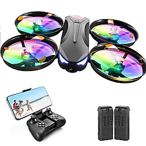 4DRC V16 Drone with Camera for Kids,1080P FPV Camera Mini Quadcopter Beginners Toy with 7 Colors LED Lights,3D Flips,Gesture Selfie,Headless Mode,Altitude Hold,Boys Girls Birthday Gifts,