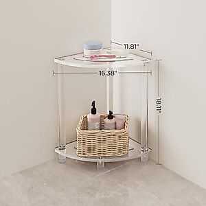 Sumerflos Acrylic Corner Shower Stool for Inside Shower - Clear Small Shower Bench for Shaving Legs Seating Waterproof Heavy Duty Easy Assemble Modern