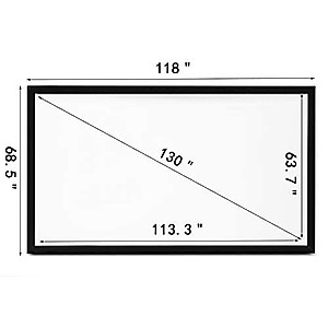 VEVOR Projector Screen Fixed Frame 130inch Diagonal 16:9 Movie Projector Screen 4K HD with Aluminum Frame Projector Screen Wall Mounted for Home Theater Office