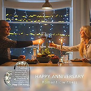 Wedding Gift for Her Years of Marriage Gift for Women Acrylic Heart Marriage Keepsake for Wife Husband Girlfriend Boyfriend (25th Style)