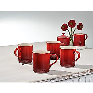 Le Creuset Stoneware Set of 4 Mugs, 14 oz. each, Cerise