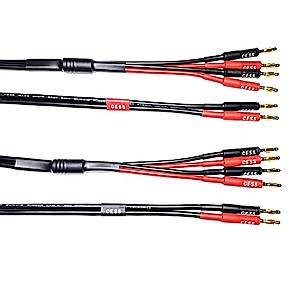 CESS-106-3f Bi-Wire Banana Plug Splitter Speaker Cable, 2 Banana Plugs to 4 Banana Plugs, 12 Gauge, 2-Channel (3 Feet)