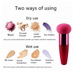 2Pcs Makeup Sponge Mushroom Facial Foundation Sponges Makeup Blending Sponge Powder Puff Makeup Tools with Handle Case for Liquid Foundation Creams and Powders
