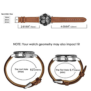 BISONSTRAP Watch Strap 20mm, Vintage Leather Replacement Watch Band, Light Brown with Thread
