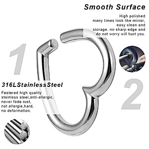 LADEMAYH Ear Weights for Stretched Ears, Heart 2g Gauges Earrings Dangle Gauges for Women, Silver Surgical Steel Ear Hangers Weighted Gauges Body Jewelry