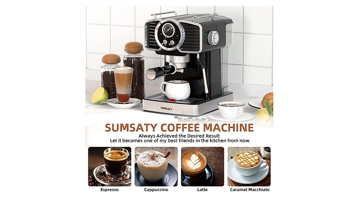 SUMSATY Retro Espresso Machine 20 Bar | Barista-Quality Coffee
