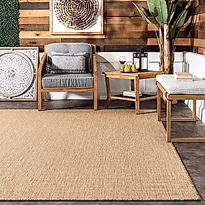 nuLOOM Easy-Jute Nakia Solid Indoor/Outdoor Area Rug, 5' x 8', Natural