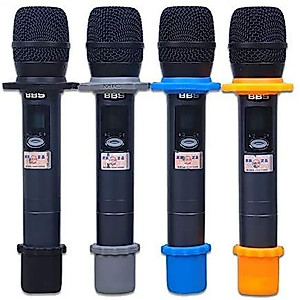 YTYKINOY 6 Sets Wireless Handheld Microphone Shakeproof Anti-Rolling Mic Protection Silicone Ring & Bottom Rod Sleeve Holder Stand for KTV Device (6 Colors)